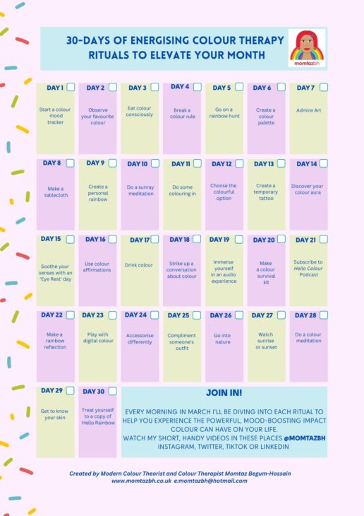 30 Days of Colour Therapy Rituals to Energise Your Month - Craft & Travel